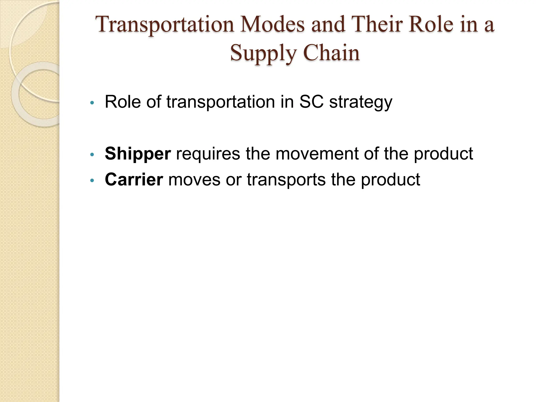 Transportation in Supply chain management | PPTX