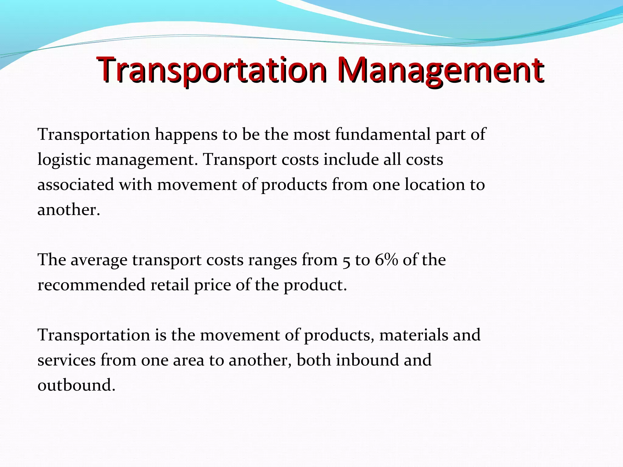 Transportation management | PPT