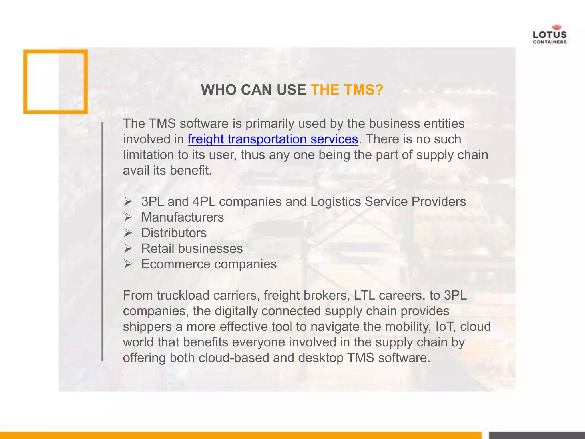 Transportation management system PPT | PPTX