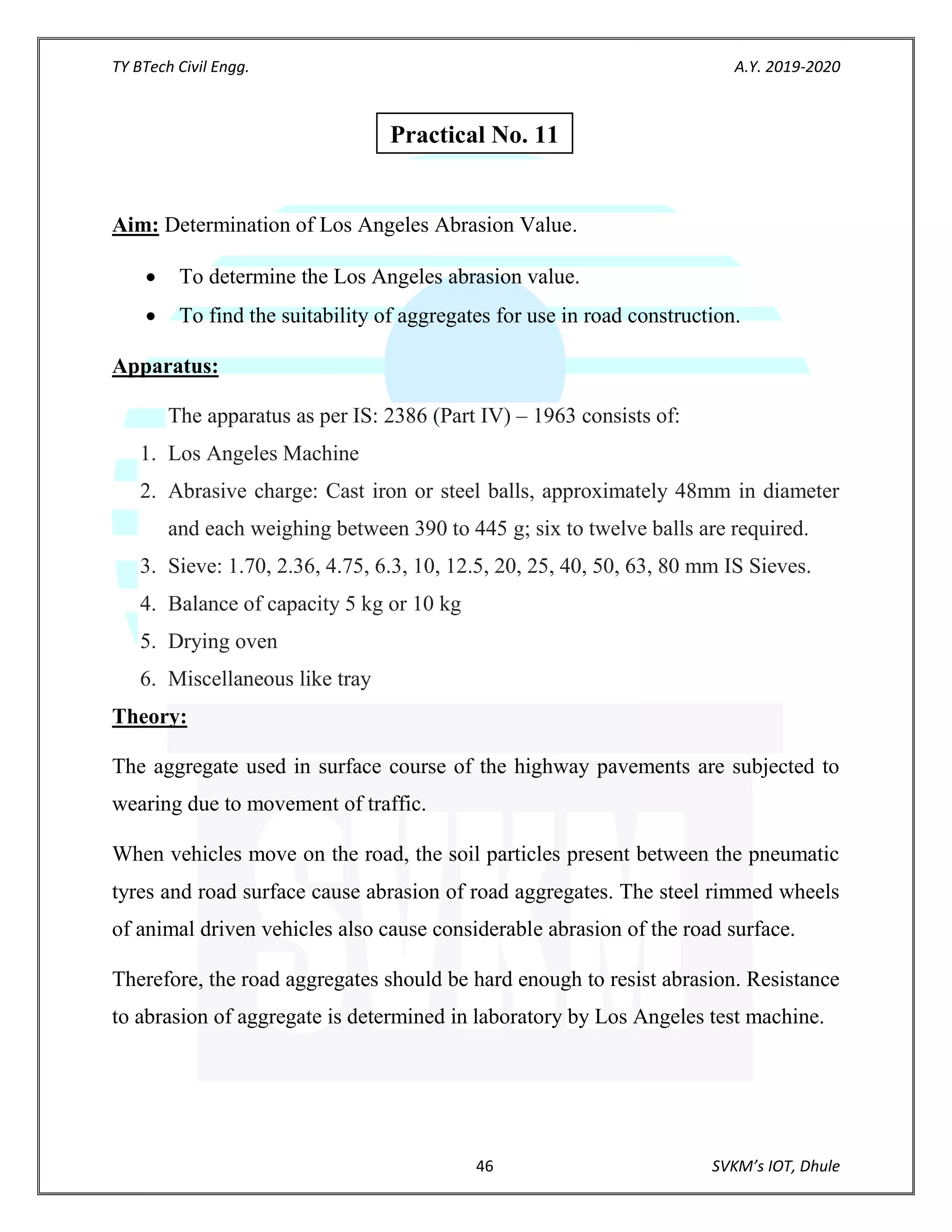 Transportation Engineering Laboratory Manual | PDF