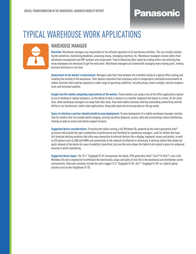 Panasonic Mobility: Digital Transformation in the Warehouse 2016 | PDF