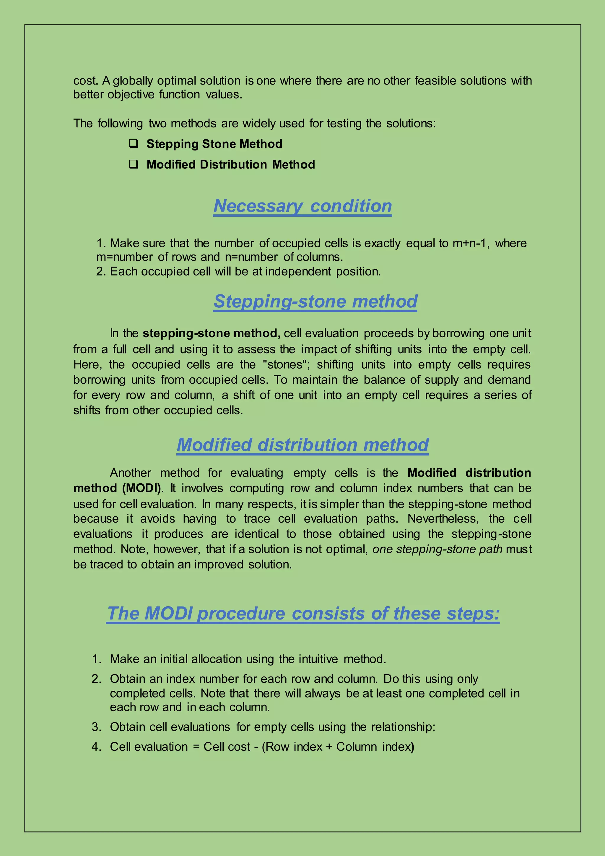 Transportation model | DOCX