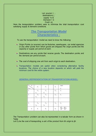 Transportation model | PDF