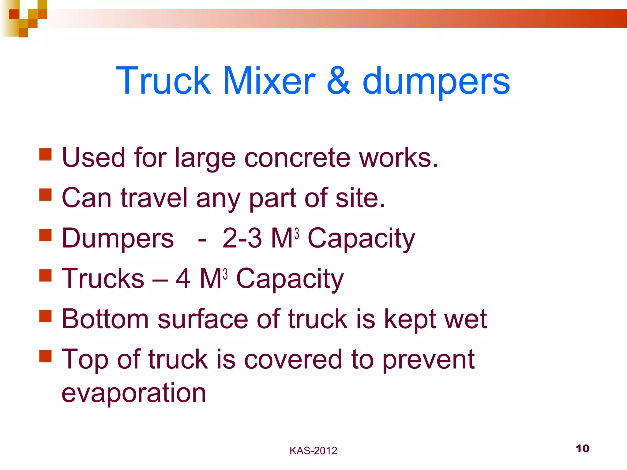 Transportation of Concrete - Notes for Civil engineering Students | PPT