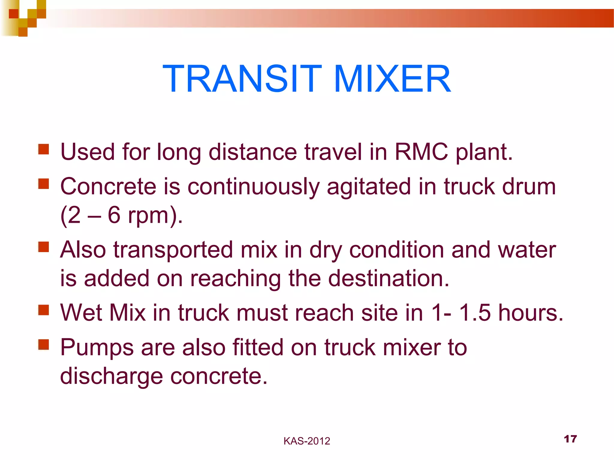 Transportation of Concrete - Notes for Civil engineering Students | PPT