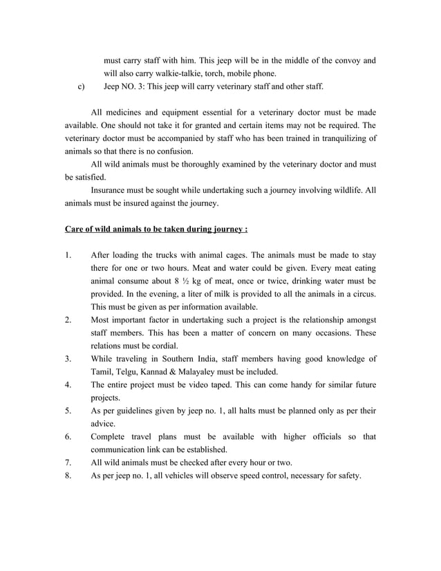 Transportation of wild animals guidelines | PDF