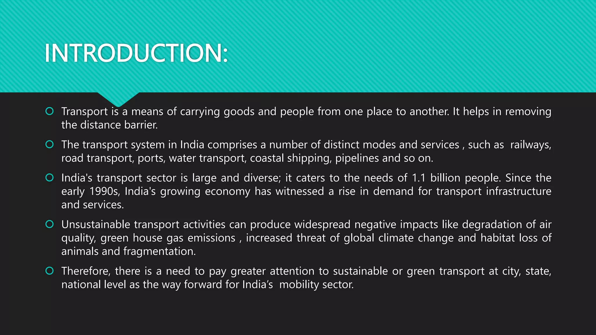 Transportation in India overview. | PPTX