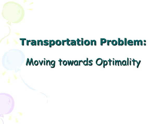 Transportation problem | PPT