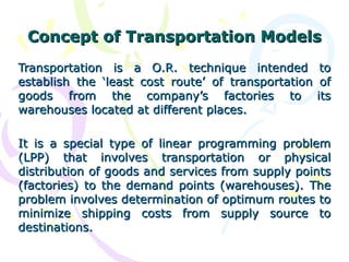 Transportation problem | PPT