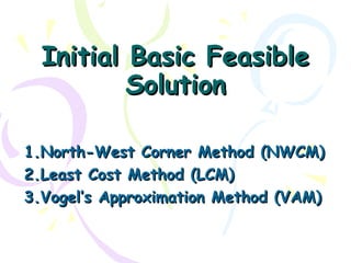 Transportation problem | PPT