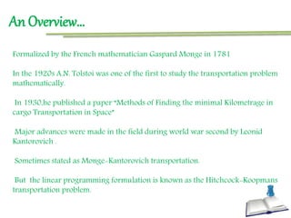 Transportation Problem In Linear Programming | PPTX