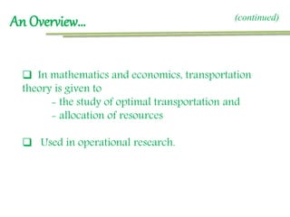 Transportation Problem In Linear Programming | PPTX