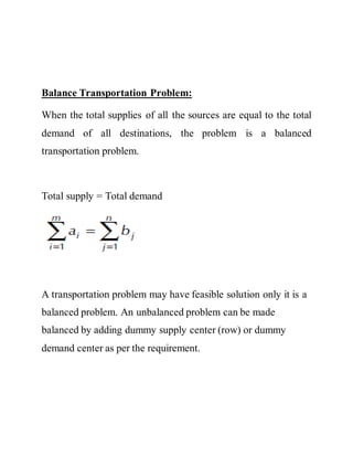 Transportation problem_Operation research | DOC