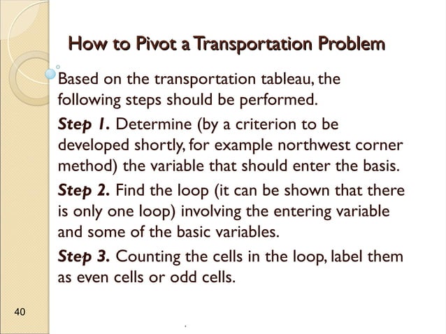 Transportation problem. supply chain managementppt | PPT
