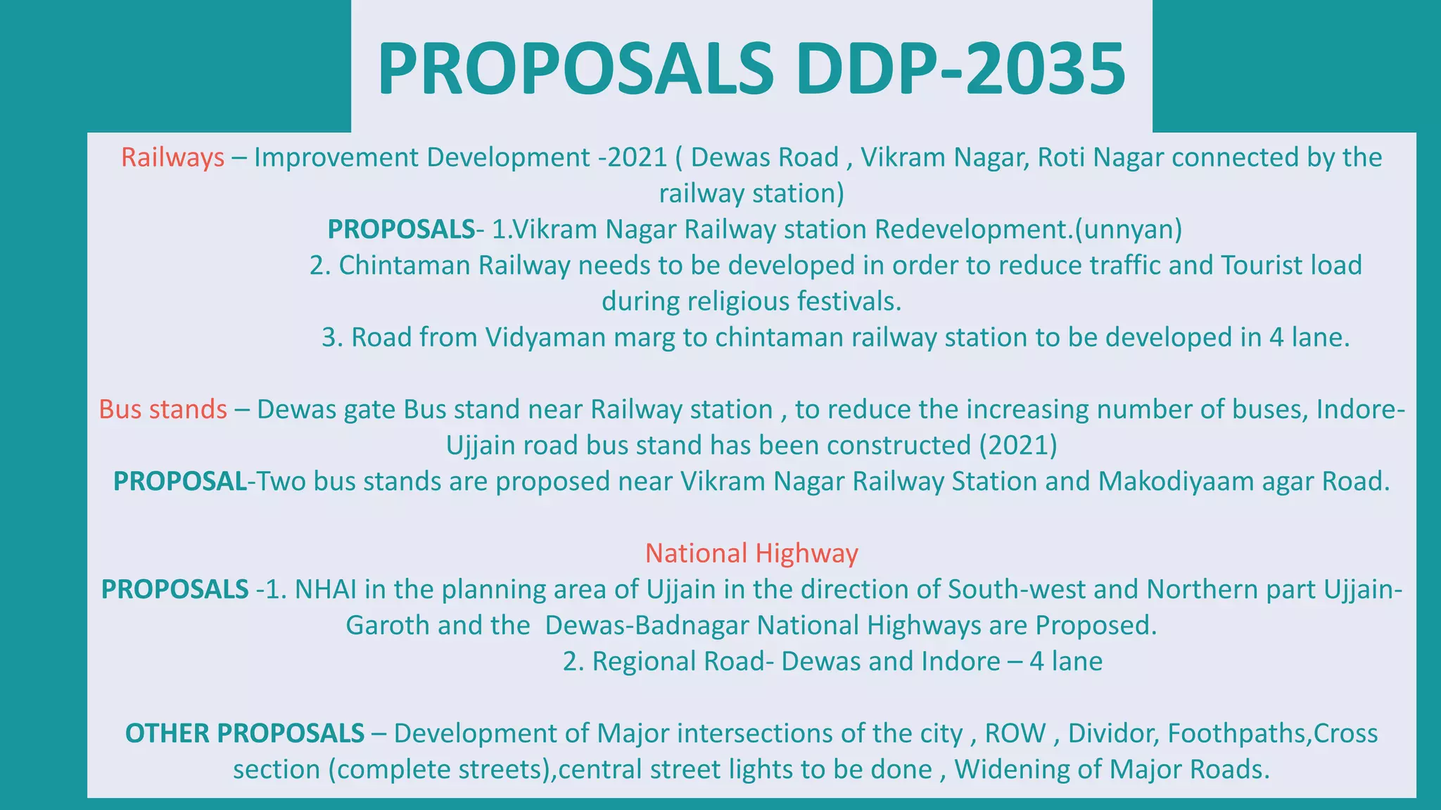 UJJAIN DEVELOPMENT PLAN (Transportation Proposals) | PPTX