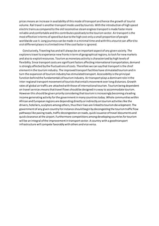 Transportation role in tourism development | DOCX