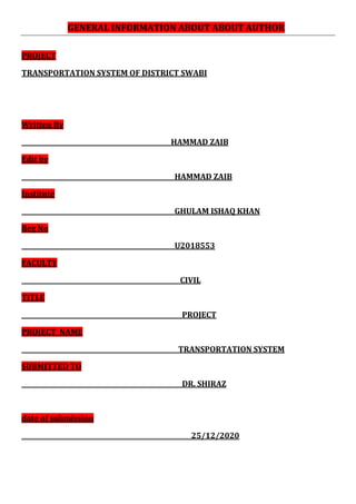 TRANSPORTATION SYSTEM OF DISTRICT SWABI (1).pdf | Rail Travel | Travel Type