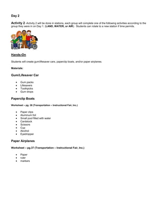 Transportation Unit lesson plans | DOCX