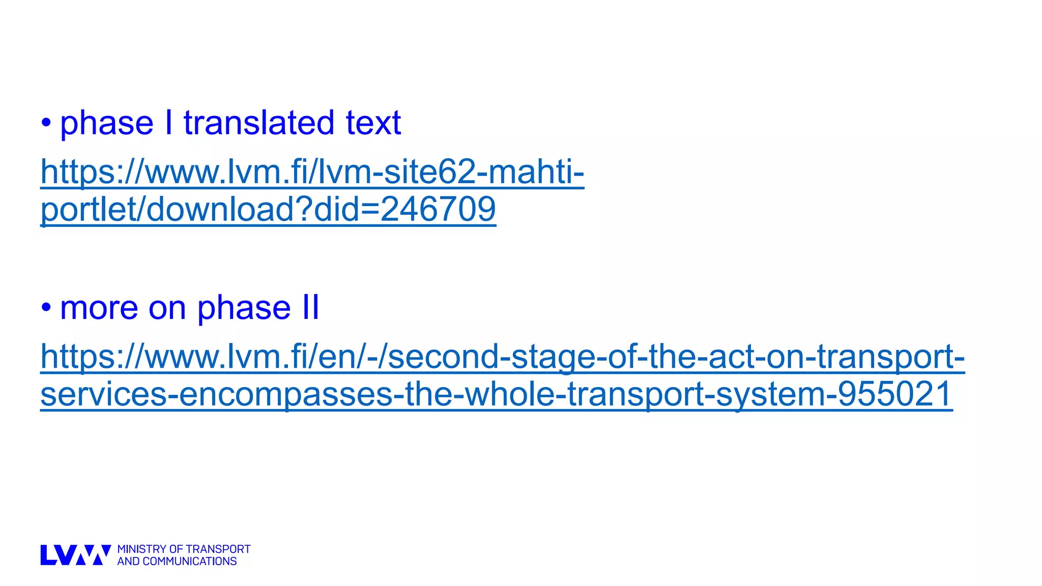 Transport code phase I eng obligations licences | PPT