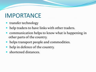 Transport,communication and trade for class 8 | PPTX