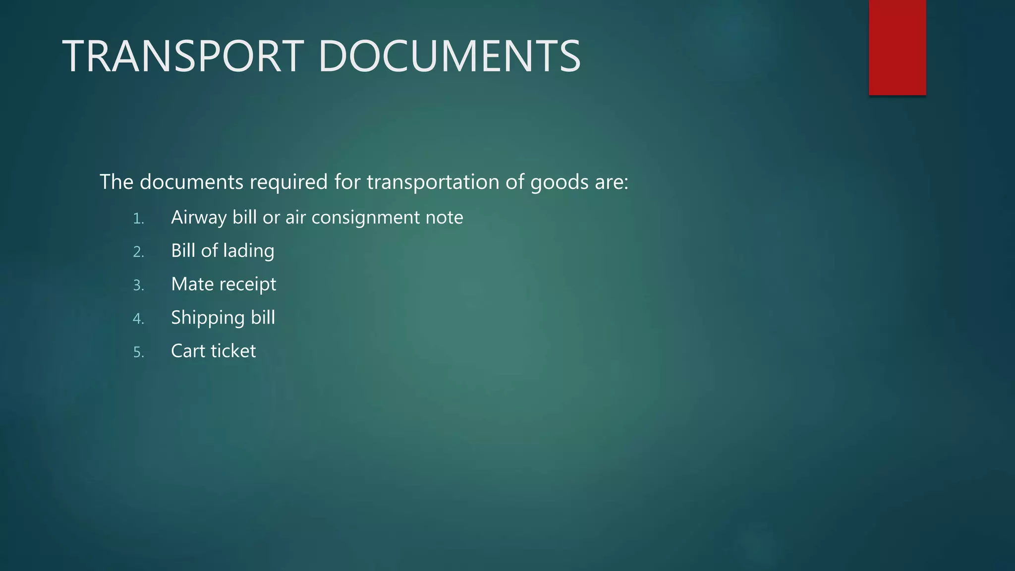 Transport documents for export and import business (International) | PPTX