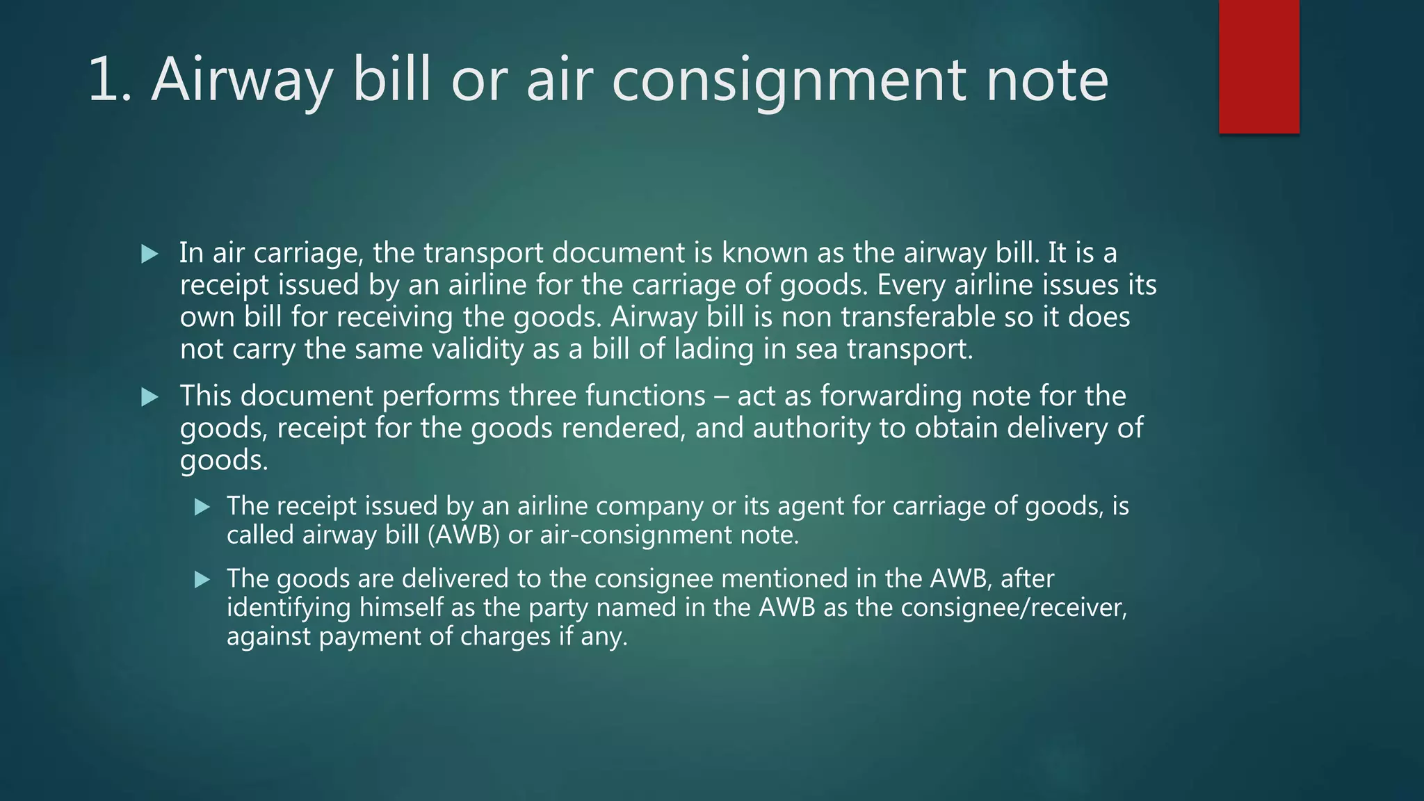 Transport documents for export and import business (International) | PPTX