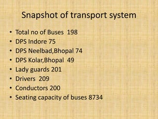 Transport facility at Delhi Public School,Indore & Bhopal | PPTX
