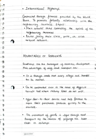 Transport: Notes - Geography | PDF