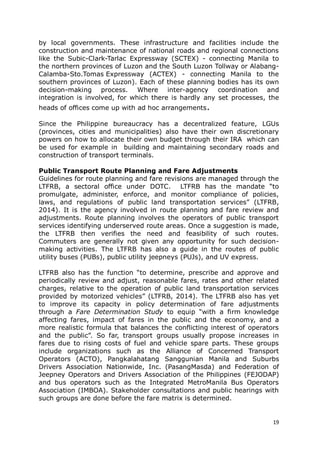 Land-Based Transport Governance in the Philippines: Focus on Metro ...