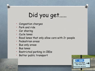 Transport in urban areas | PPT