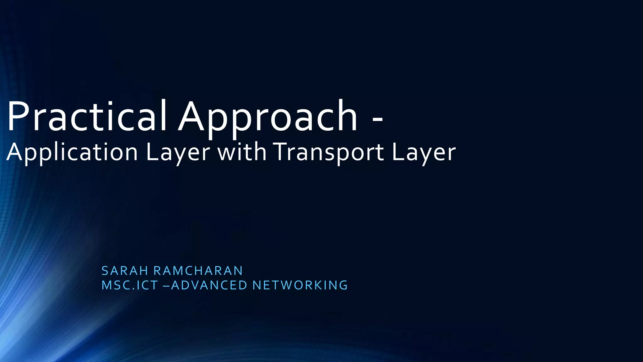Aplication and Transport layer- a practical approach | PDF