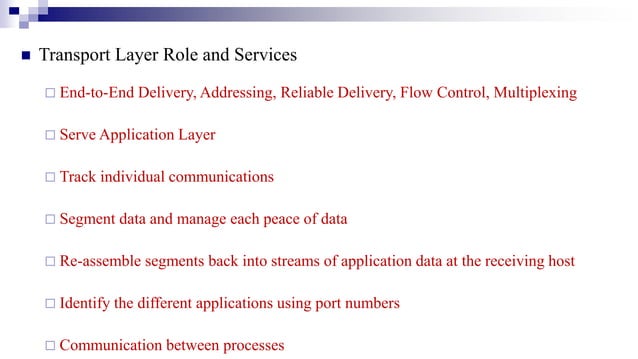 Transport Layer in Computer Networks (TCP / UDP / SCTP) | PPTX