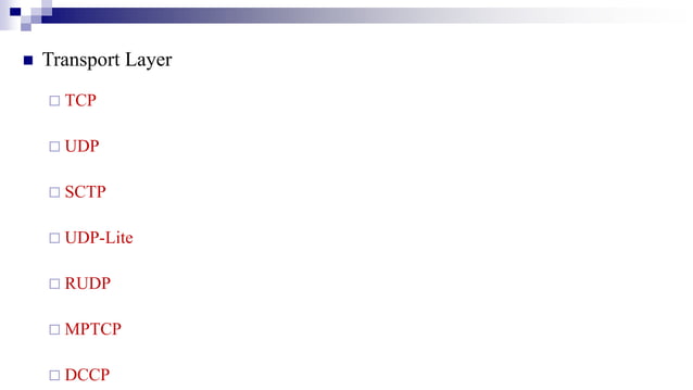 Transport Layer in Computer Networks (TCP / UDP / SCTP) | PPTX