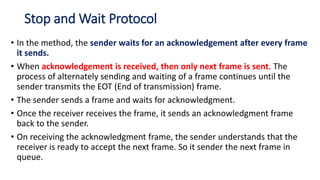 Transport layer protocols : Simple Protocol , Stop and Wait Protocol , Go-Back-N Protocol (GBN ...