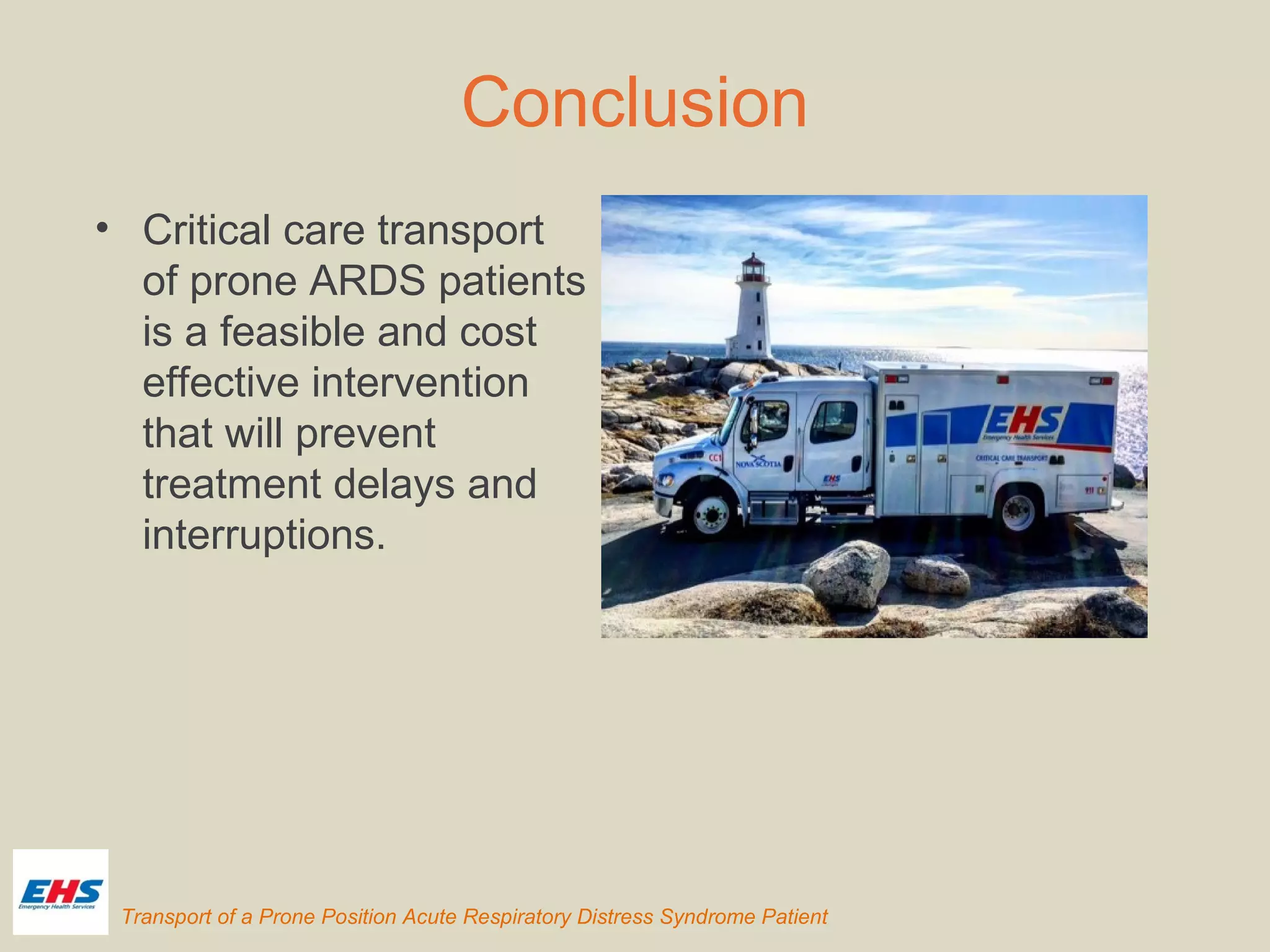 Transport of a prone position acute respiratory distress syndrome ...