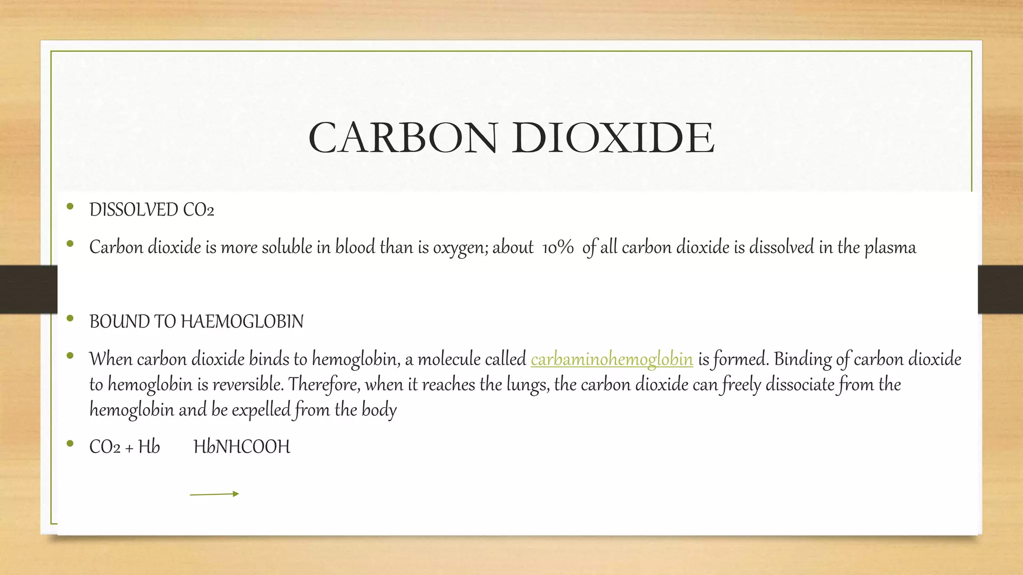 Transport of carbon dioxide | PPTX