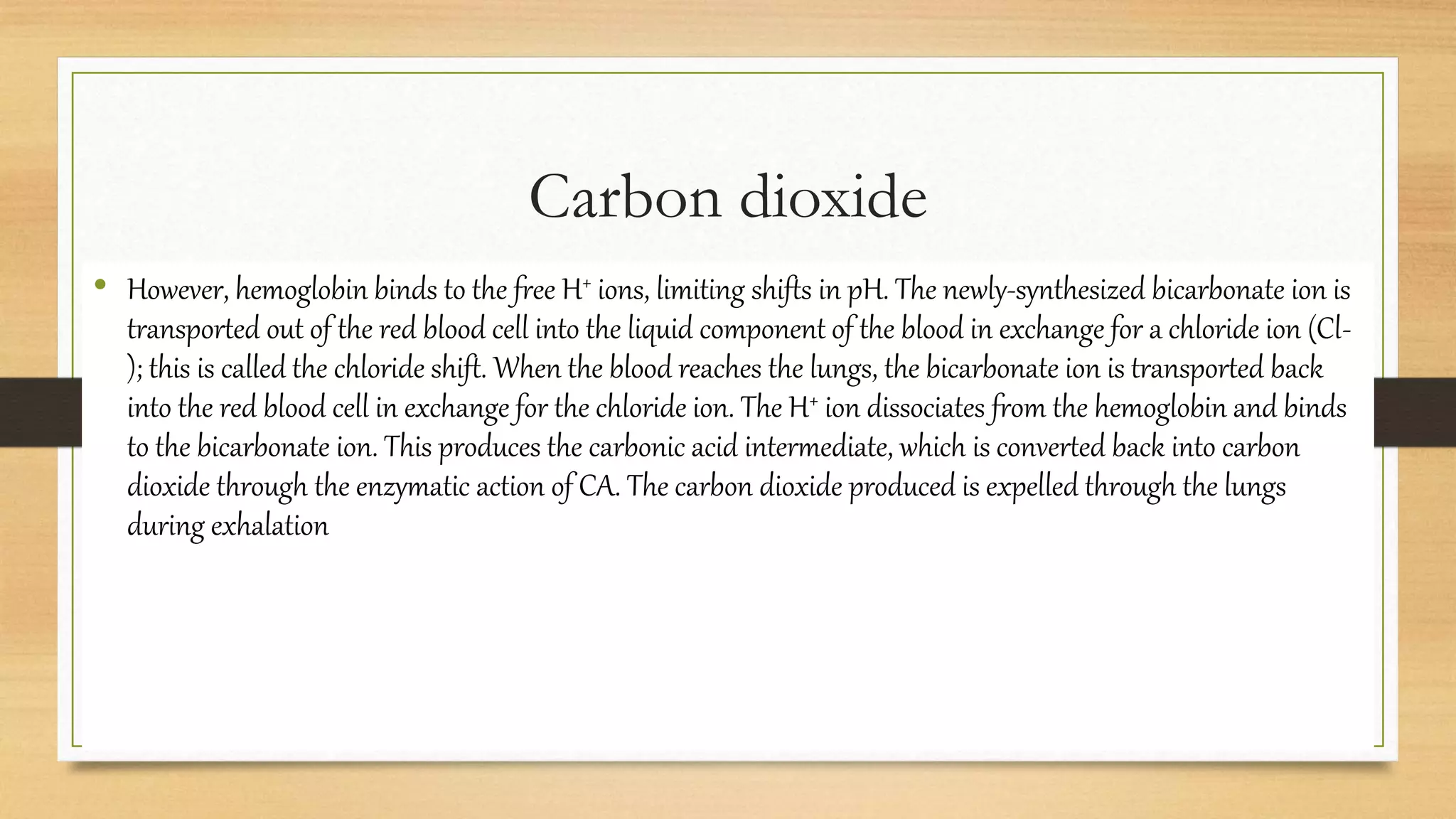 Transport of carbon dioxide | PPTX