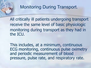 Transport of critically ill patient | PPT
