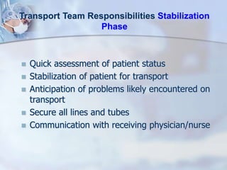 Transport of critically ill patient | PPT