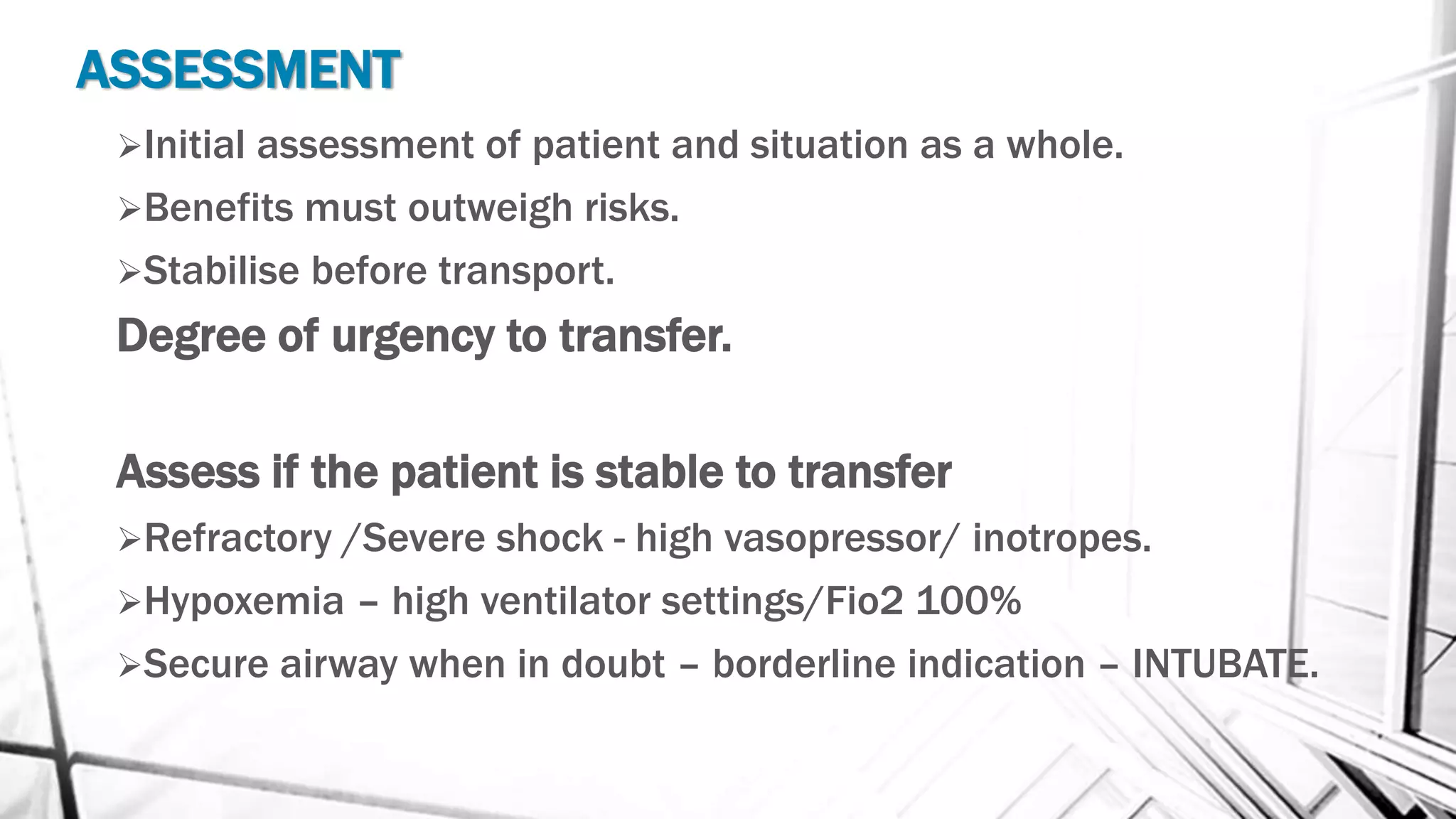 Transport of critically ill patients | PPTX