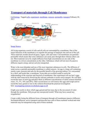 Transport of materials through cell membranes | DOCX