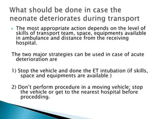Transport of neonate in nicu | PPTX