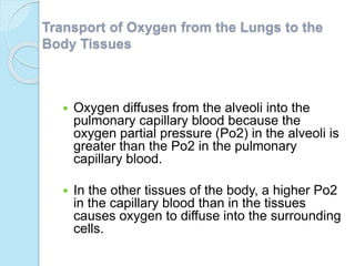 Transport of oxygen (the guyton and hall physiology) | PPTX