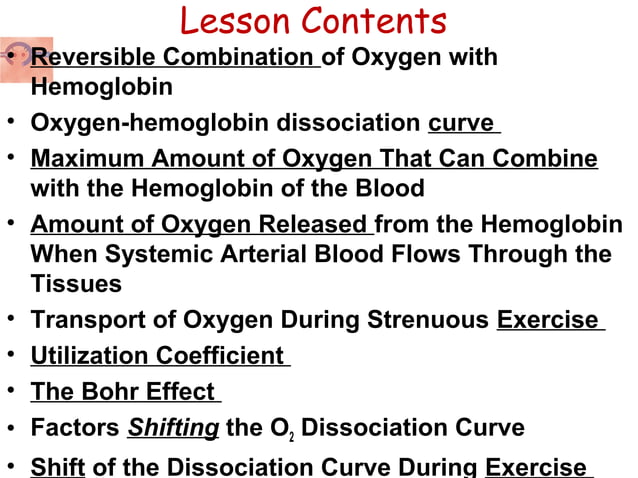 Transport of oxygen in the blood
