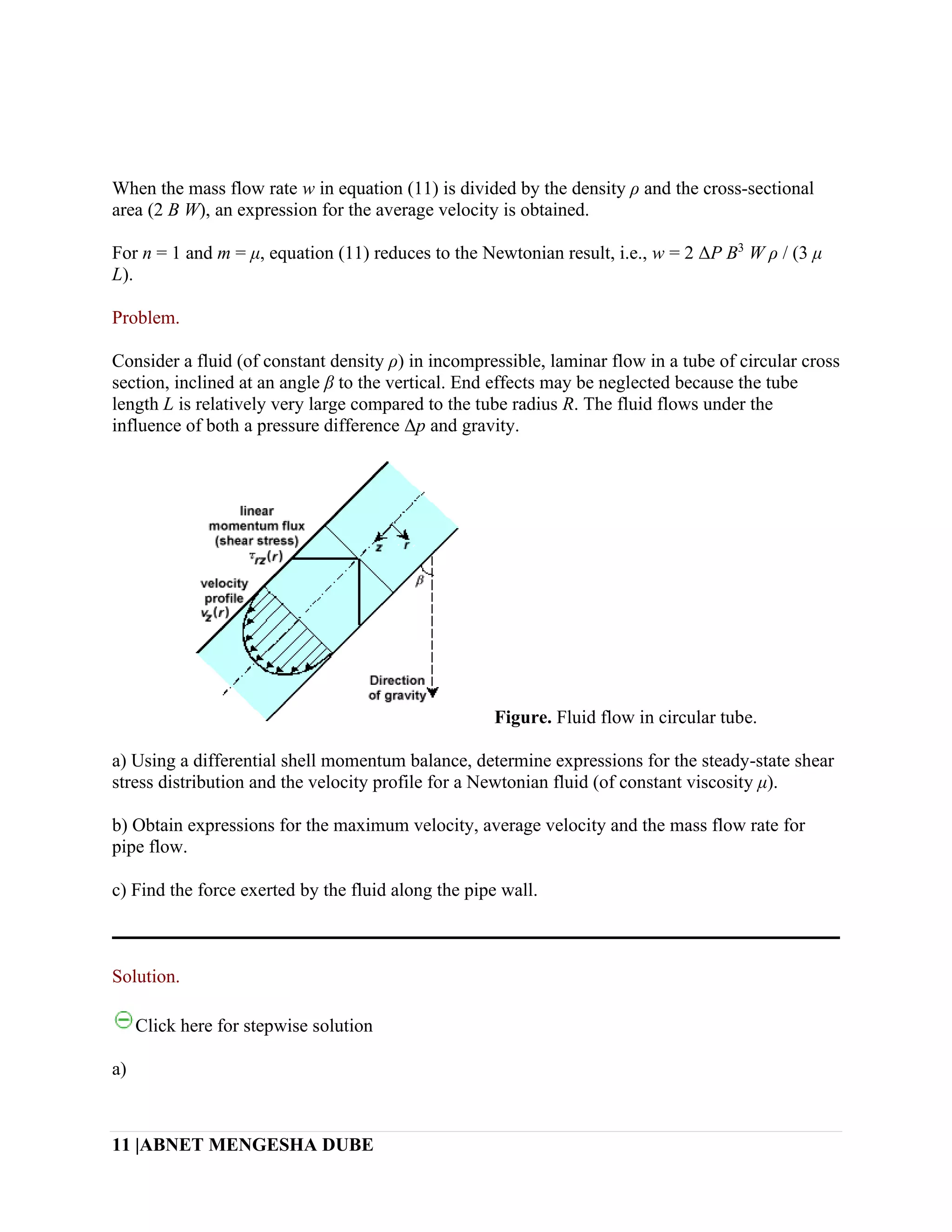 Transport phenomena Solved problems | PDF