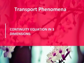 Transport phenomena (Continuity Equation) | PDF