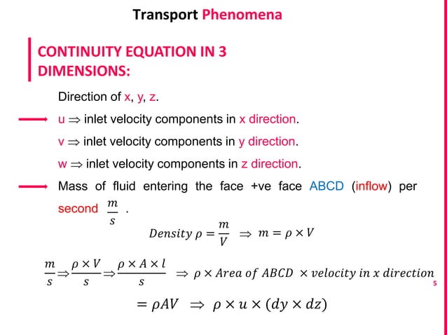 Transport Phenomena Continuity Equation Pdf 3 D Graphics Computer Software And Applications