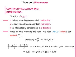Transport phenomena (Continuity Equation) | PPT