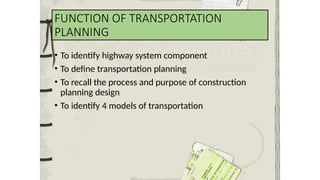 TRANSPORT PLANNING - part one . pptx | PPTX