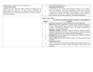 Transport Planning Syllabus SPAD | PDF